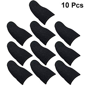 Garneck Black Finger Sleeve Mobile Game Controller Finger Sleeve Touch Screen Finger Cot Anti Sweat Thumb Fingers Protector for Mobile Phone Games 10pcs