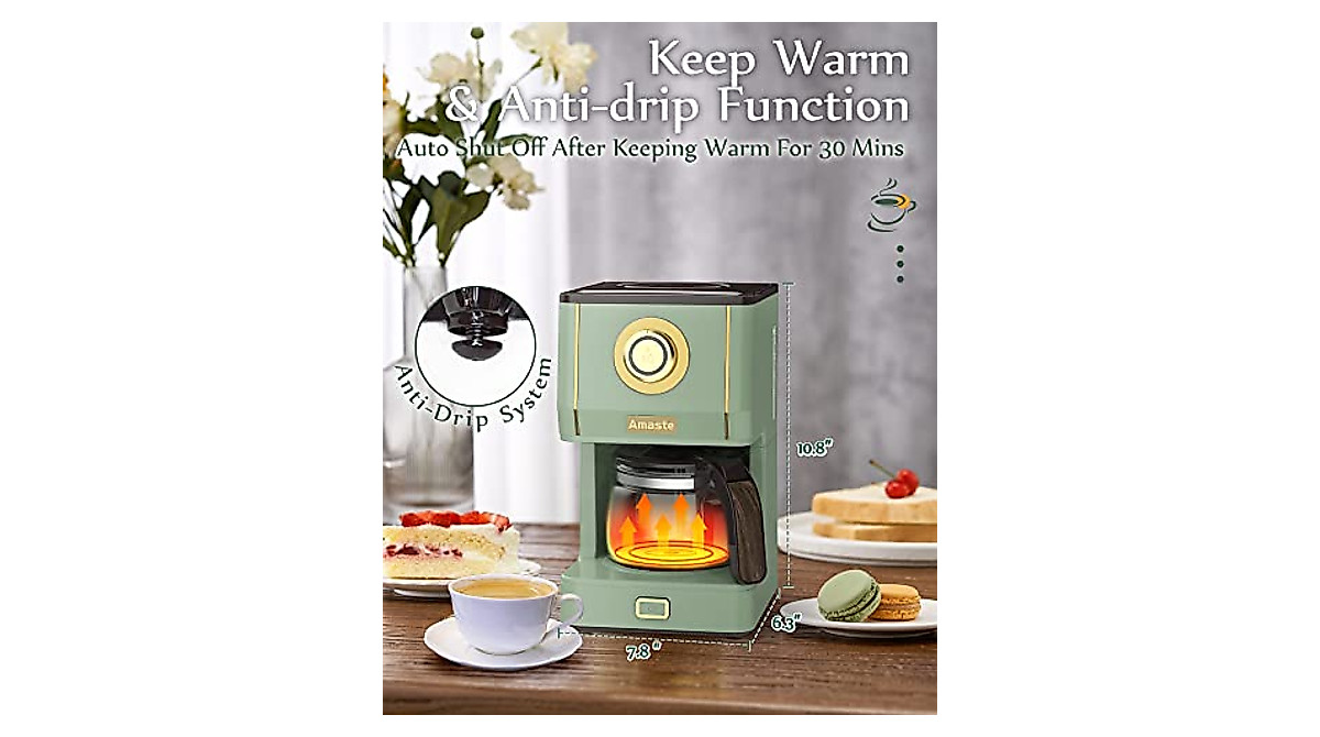 Amaste Retro Style Coffee Maker with 25 Oz Glass Pot