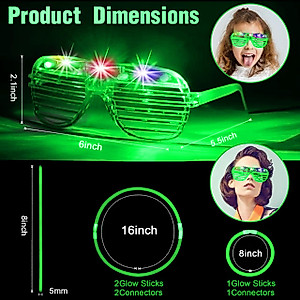 YOFOBU 115 PCS Glow in the Dark Party Supplies,100PCS Green Glow Stick Necklaces Bracelets Bulk,15PCS July 4th LED Glasses,LED Light Up Toy for Mother's Day July 4th Christmas Wedding Birthday