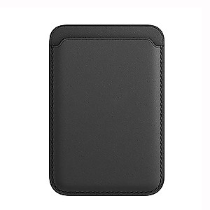 Lacase unisex Faux Leather Magnetic Card Wallet Holder with MagSafe for iPhone 14 / 13 / 12 Series, (Black)…