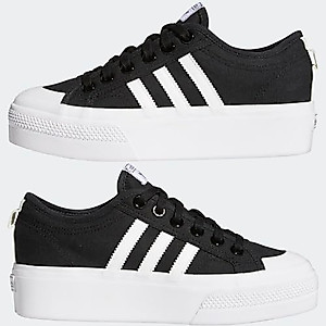 adidas Originals Women's Nizza Platform, Black/White/White, 9