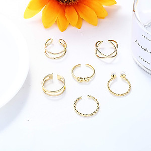 LOYALLOOK 9PCS Vintage Knuckle Stackable Rings Set for Women Bohemian Retro Gold/Silver Plated Midi Ring Hollow Pearl Comfort Fit Vsco Joint Finger Rings Adjustable (Gold Tone)