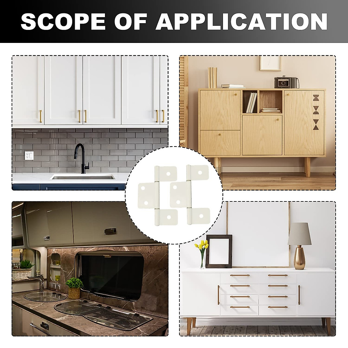 Three Leaf Non-Mortised Hinge for Mobile Home & RV Interior 6 Packa White Door Hinges with Screws