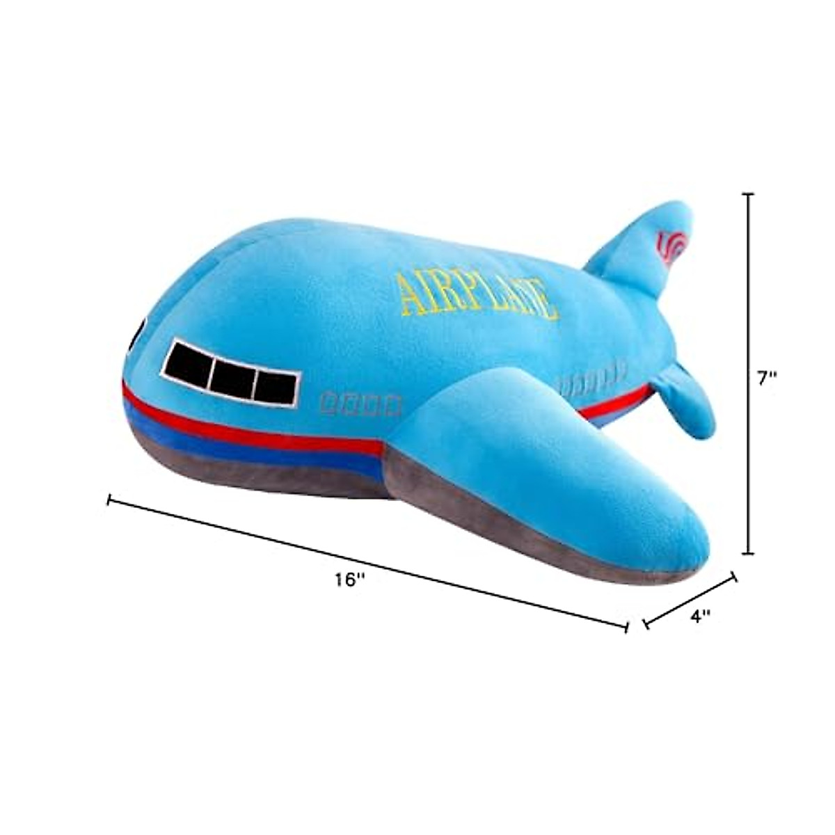 zhidiloveyou 15.7" Airplane Plush Blue Stuffed Plane Toy Aircraft Hug Pillow Gifts for Kids