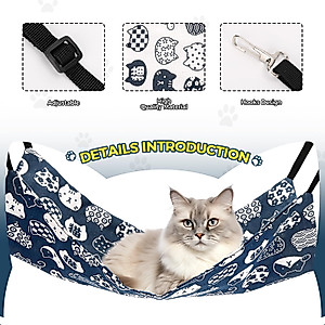 Cat Hammock for Cage Hanging Reversible 2Pack,Pet Hammock Bed Adjustable,Soft Sleeping Hammock for Cats,Ferret,Puppy,Rabbits,Small Animals (M, CAT)