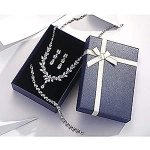 IDASANY Jewelry Set for Women, Cubic Zirconia Necklace Dangle Earrings & Bracelet Jewelry Set for Bride Bridesmaid Wedding Prom Party