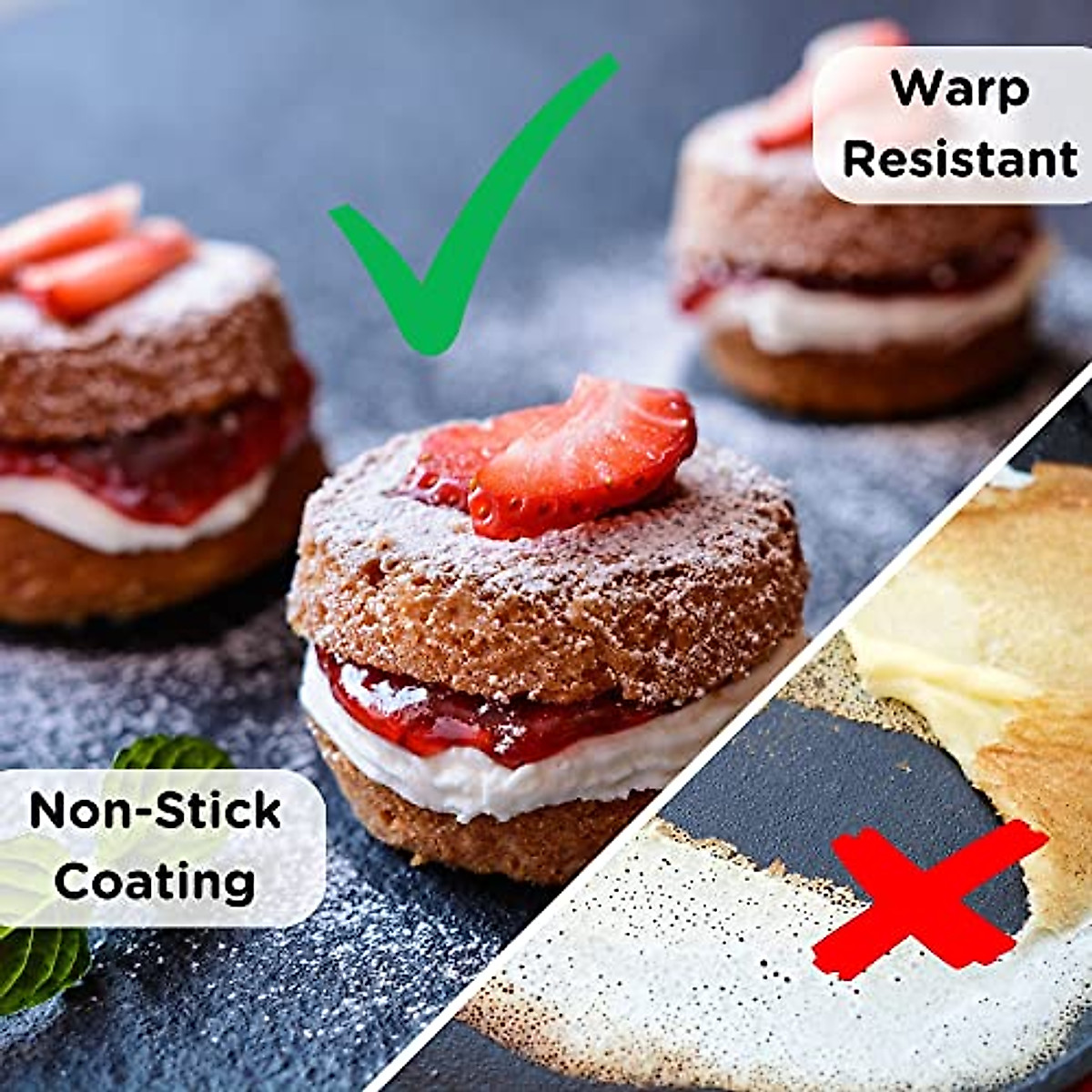 Wrenbury Pro Mini Cheesecake Pans Removable Bottom 12 Hole - Heavy Gauge Carbon Steel Muffin Cupcake Pan Loose Bottom Springform for Baking - 3 Inch Individual Cheesecakes Tin - PFOA Free