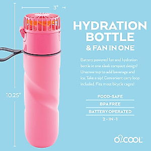 O2COOL Pink Sip Breezy Fan, 1 EA