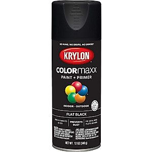 Krylon K05546007 COLORmaxx Spray Paint and Primer for Indoor/Outdoor Use, Flat Black , 12 Ounce (Pack of 1)