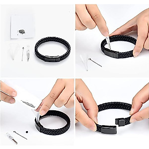 mingkejw Urn Bracelet for Ashes Cremation Jewelry for Women Men Cuff Bangle Braided Leather Wristband Mmeorial Bracelet Keepsake Jewelry,Black 24cm