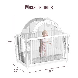 Baby Crib Tent, Canopy Tents to Keep Toddler in, Babies Cribs Nets, 48" X 26" X 57", White, Mesh, Pop-up Safety Net, Babycrib Mosquito Netting, Bed Cover for Climbing Out, Climbers, Boys | Houseables