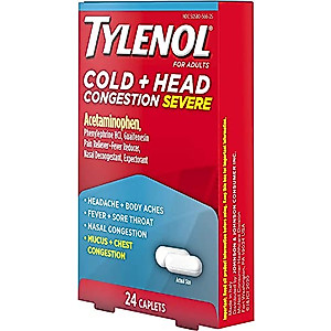 TYLENOL Cold Head Congestion Caplets for Adults, Severe, 24 ea (Pack of 4)