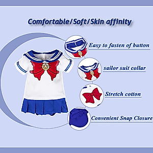 Baby Girls' Sailor Bodysuit Short Sleeve Dress (Blue, 9-12 Months)