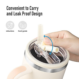 2 Pack 40 oz Tumbler Flip Straw Lid Replacement fit for Stanley Quencher, Spill Proof Tumbler Cover for Stanley Cup (white rose)