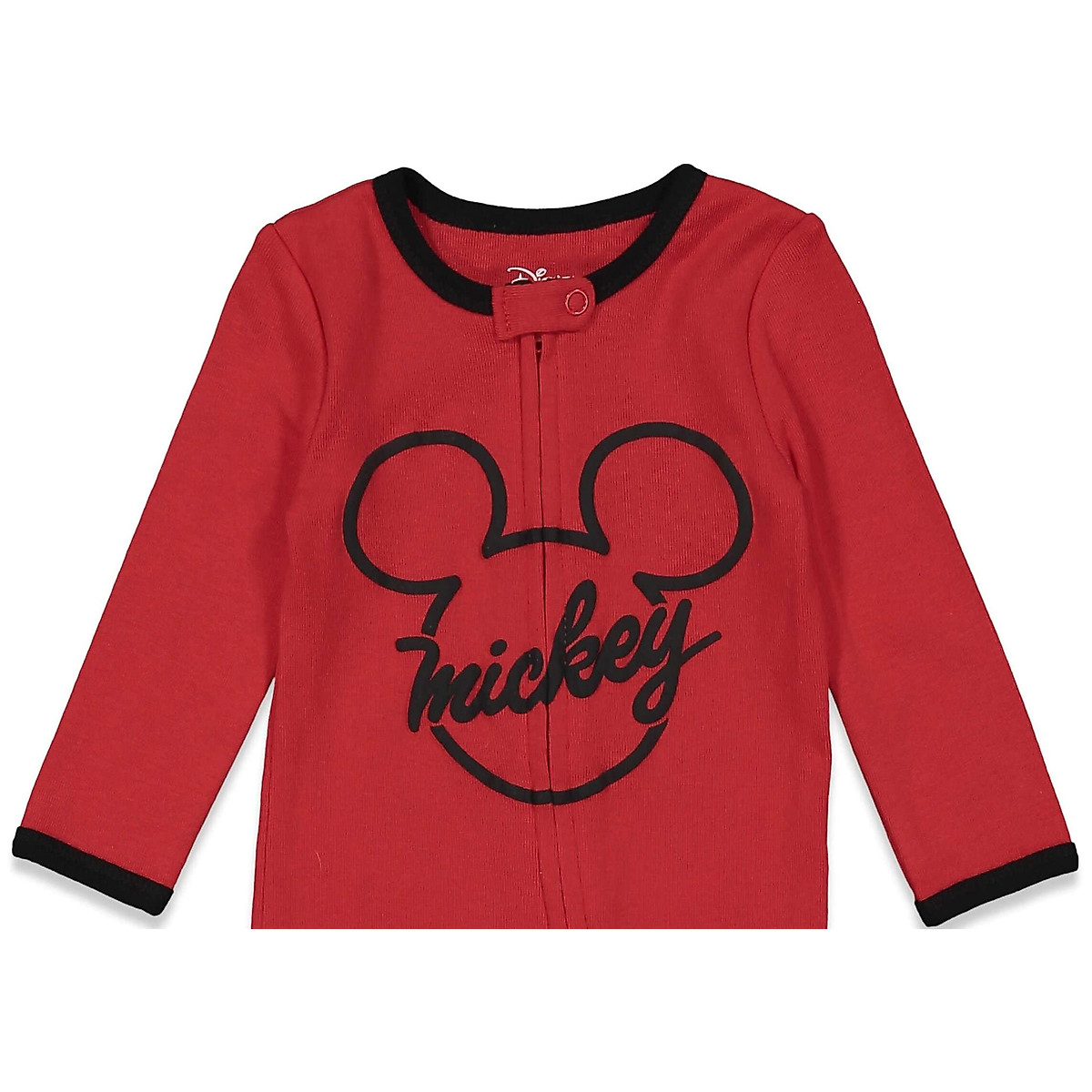 Disney Mickey Mouse Infant Baby Boys Zip-Up Long Sleeve Sleep N' Play Coverall Red & Gray 12 Months