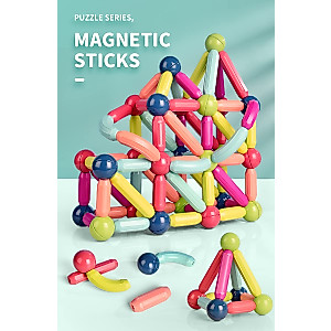 Jofarstep Magnetic Balls and Rods Set, Magnetic Building Set, Magnetic Balls and Sticks - Featuring Safe, Extra-Strong, Montessori Toys STEM Stacking Toys for Boys & Girls 3+ (42 PCS)