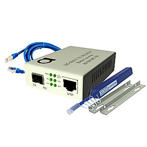 ADnet 10 Gigabit Fiber to 10G Copper UTP Ethernet Media Converter - Open SFP+ 10Gb Slot - 10G Base-T to 10G Base-R - Cat7 UTP 1m Cable in Set - 10 Gbps Gbit Fiber Optic Converter