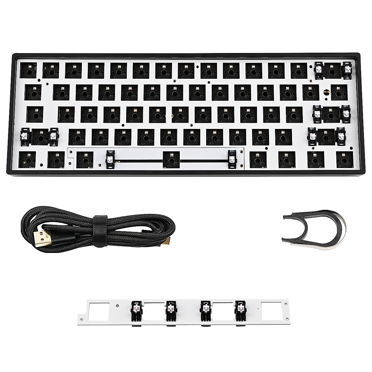 Guffercty kred GK61X PCB Plate Case 60% Keyboard Custom Hot Swappable RGB Keyboard DIY Kit Wired Tyce-C for 3/5 Pin Switch (GK61X White)