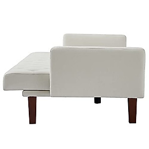 Zanzio Upholstered Convertible Bed for Compact Living Space Sofas, Beige