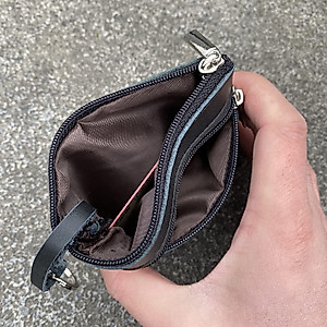 Moplusea Genuine Leather Small Coin Purse Wallet With Keychain Mini Change Purse Coin Pouch Holder For Men (GLCB010 Black)