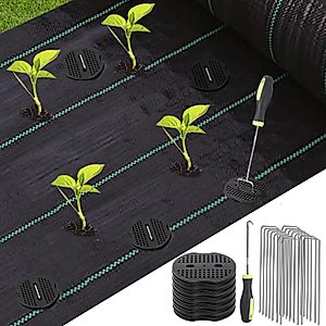Weed Barrier Landscape Fabric - 4 x 50ft Heavy Duty Weed Blocker Blanket Cloth with 20 Staples & Gasket, 3.2oz Double-Layer Weaving Gardening Mat Landscaping Ground Cover for Vegetable Flower Bed
