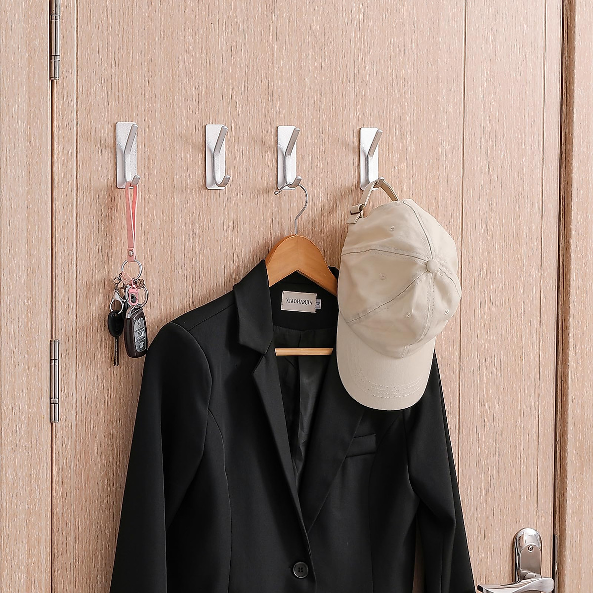 Paoli Heavy Duty Self Adhesive Hooks - Sturdy self Adhesive Hooks for Home, School and Office Easy to fit and Remove （ Black ，Set of 4）