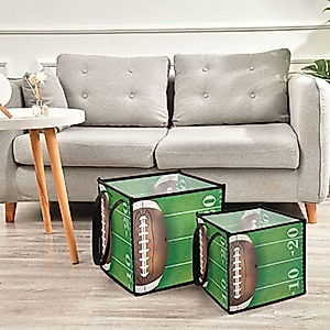KEEPREAL American Football Cube Storage Bin with Handles, Large Collapsible Organizer Storage Basket for Home Decorative(1Pack,10.6 x 10.6 x 10.6 in)