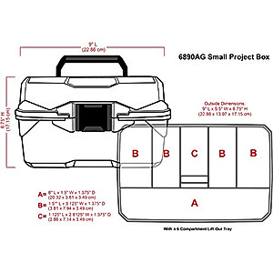 ArtBin 6890AG Small Project Box, Portable Art & Craft Organizer with Lift-Out Tray, [1] Plastic Storage Case, Clear