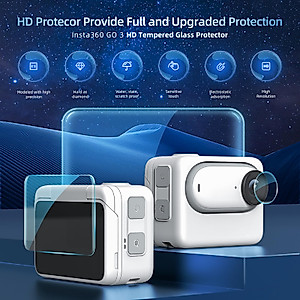 LEWOTE Accessories Kit Compatible with Insta360 GO 3 [Silicone Camera Case Cover and Lens Cap][2Pcs 3D Screen Protector Film][Carrying Case Bag with Auto Locking Carabiner and Anti-loss Lock] (Gray)