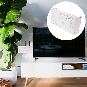 DOITOOL Router Holder Wall Mount WiFi Router Modem Cable Power Plug Wire Storage Boxes Cord Management Container for Home Living WiFi