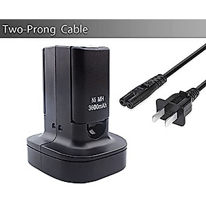 2-Pack Xbox 360 Controller Rechargeable Battery (3600mAh) with Dual Charging Dock Charger Station Stand Base, fit for Xbox 360 Wireless Controller