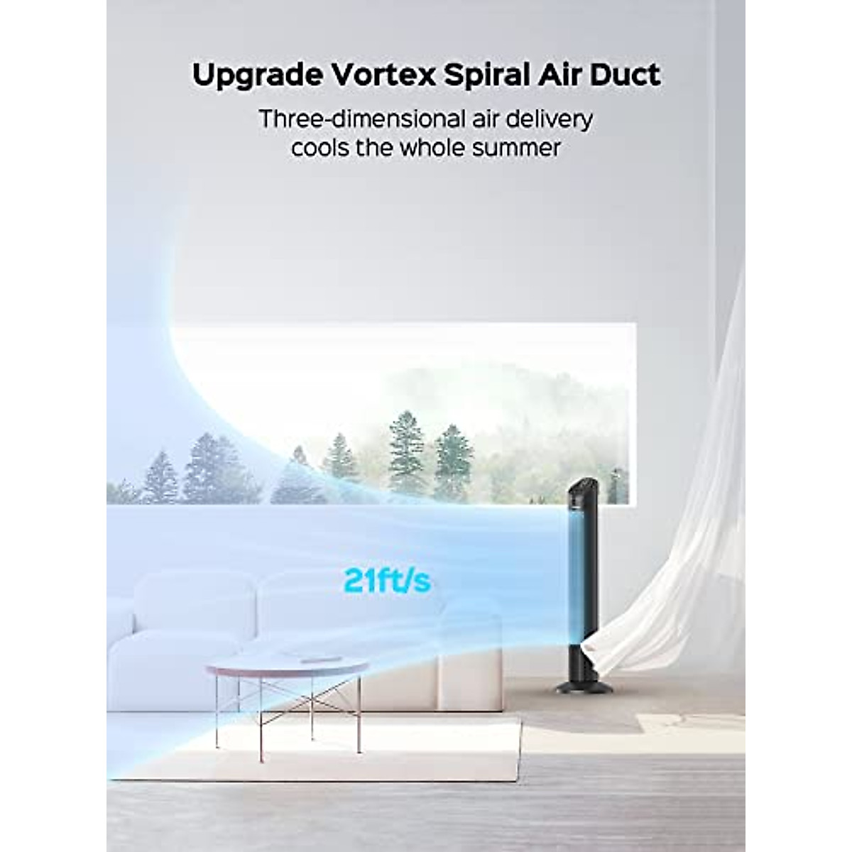 ZICOOLER 30" Tower Fan, Large Airflow 70° Oscillating Fan with Remote, 32dB Quiet Fan with 3 Modes, 7.5H Timer, 3 Speeds, Cooling Fan for Bedroom, Home, Office