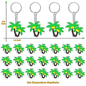 CiciBear 24 Pack Coconut Tree Keychains Party Decoration for Guests, Hawaiian Party, Luau Aloha Baby Shower, School Party, Summer Beach Kids Birthday
