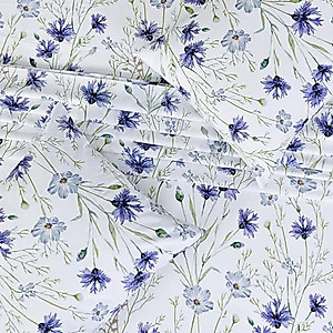 EnvioHome Full Bed Sheet Set, 4-Piece Natural 100% Cotton Full Size Sheets, Ultra Soft Light Breathable Luxury Percale Weave Floral Bed Sheets Full Size,16" Deep Pocket Sheets Full Size Bed, Lavender