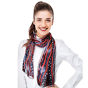 CBC Crown Patriotic USA Flag American Flag Star Scarf Fashion Novelty Scarves 13"x 60" or 35" x 35" (STRIPE - NAVY)