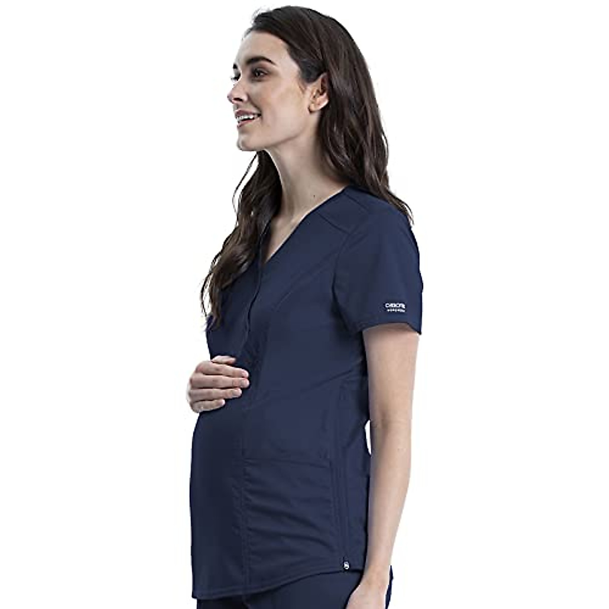 Cherokee Women Scrubs Top Workwear Revolution Maternity Mock Wrap WW688, S, Navy