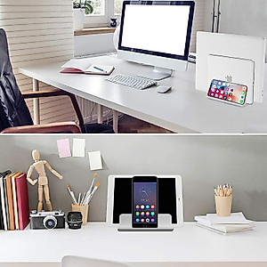 Syslux Vertical Laptop Stand [Upgrade Version], 3 Slots Space-Saving Aluminum Desktop Stand Holder with Adjustable Dock Size,Compatible with All MacBook/Surface/Lenovo/Dell/Gaming Laptops (Silver)