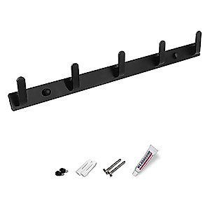 Fecraf Coat Hooks, Wall Mounted Coat Rack, Matte Black, Wall Hangers, Coat Rack with 5 Hooks for Bathroom Entryway Hat Key Towel Bag Kids. (5 Hooks)