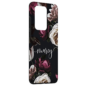 Galaxy S20 Ultra Marcy - Elegant Floral Rose & Peony Personalized Name Case
