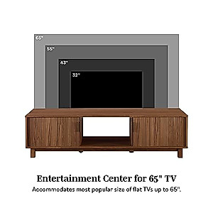 Walker Edison Walton Modern Fluted-Door Low Stand for TVs up to 65 Inches, 58 Inch, Mocha