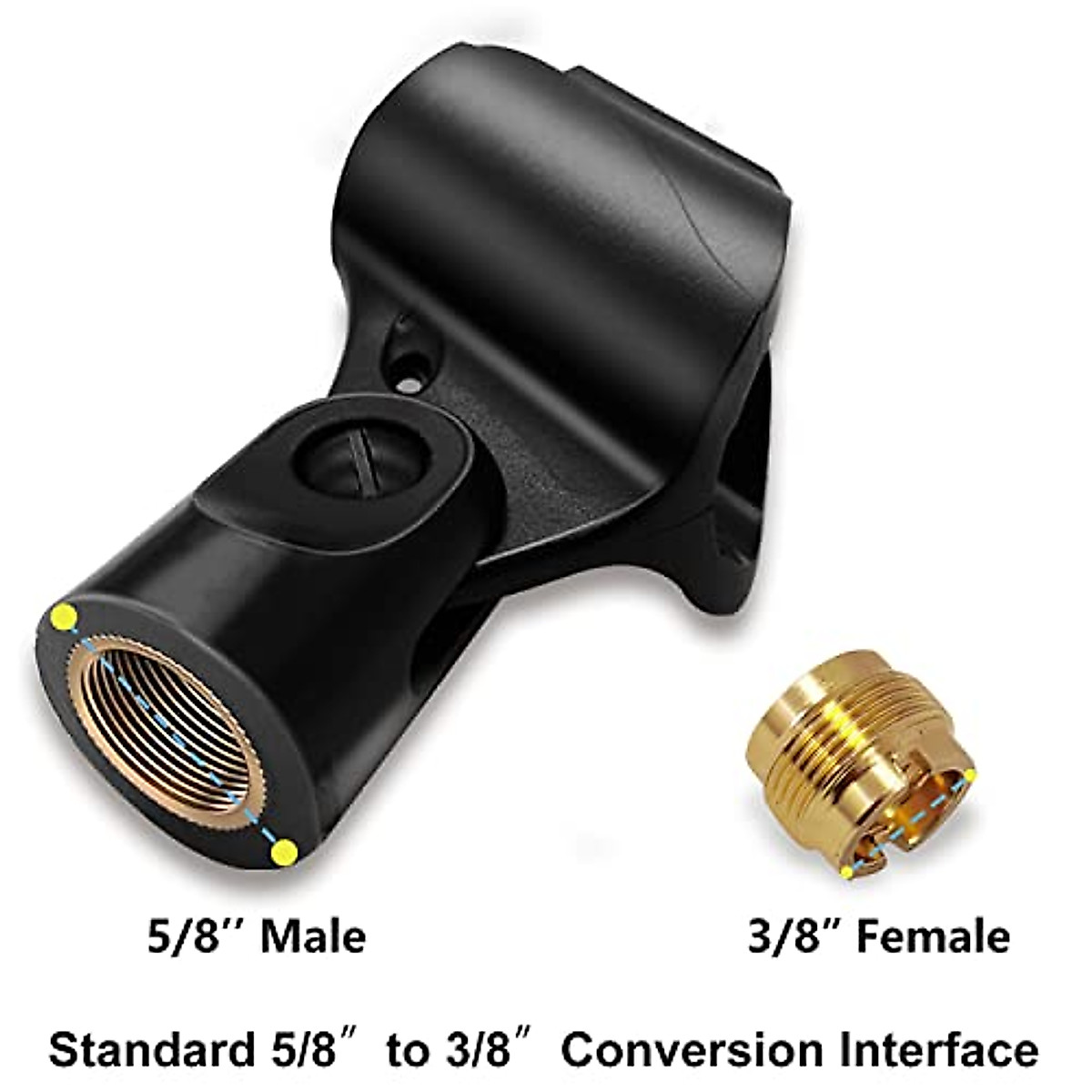 Mictop Universal Microphone Clip Holder with 5/8" Male to 3/8" Female Screw Adapter Suitable for Handheld Microphones, 4 Pack