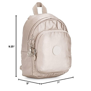 Kipling Women's Delia Compact Convertible, Lightweight, Minimal, Nylon Laptop Backpack, Metallic Glow, 7" L x 9.25" H x 5" D