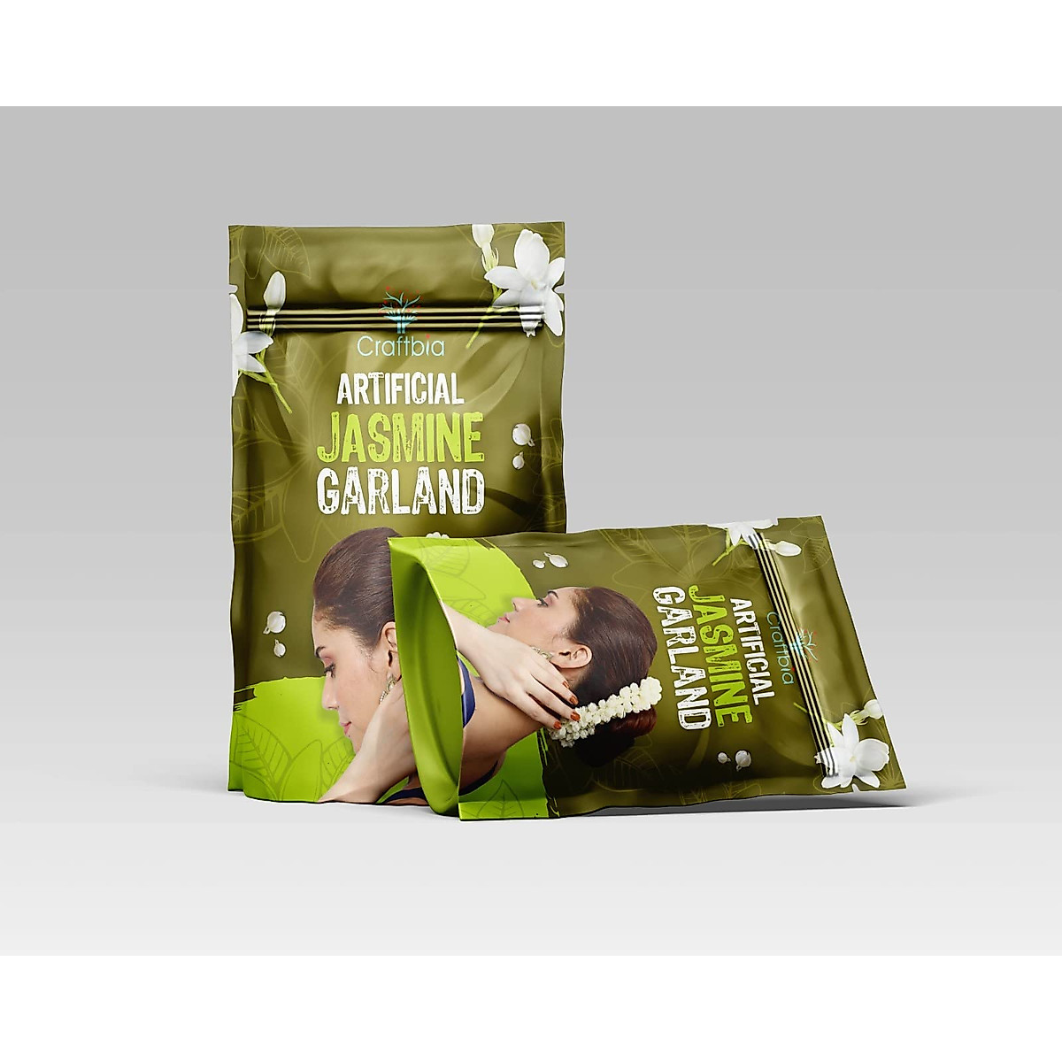 Artificial Jasmine Garland,Jasmine Gajra,Mullapoove mala with Real Jasmine Fragrance, As Used for Hair Accessory for Women and Girls,Length - 90 cm, Cream Color