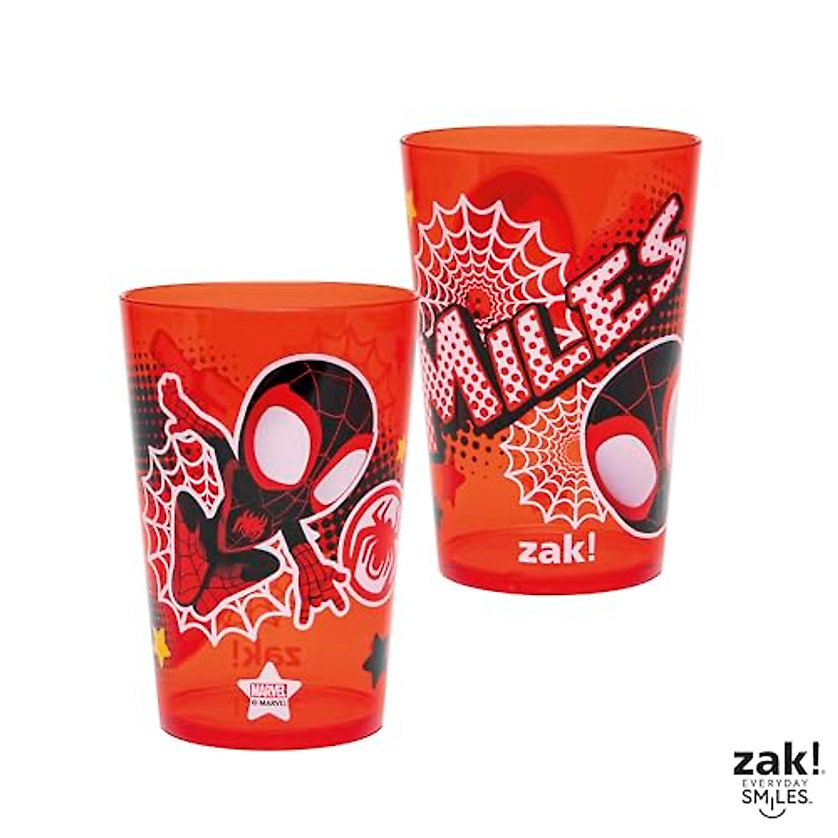 Zak Designs Marvel Spider-Man Nesting Tumbler Set for At Home, 14.5oz Non-BPA Plastic Cups, 4-Pack (Spidey and His Amazing Friends)