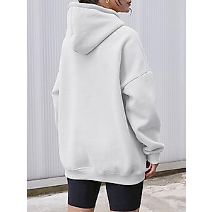 AUTOMET Womens Oversized Hoodies Fleece Sweatshirts Hooded Pullover 2025 Fashion Fall Clothes Trendy Outfits Winter Sweater White L