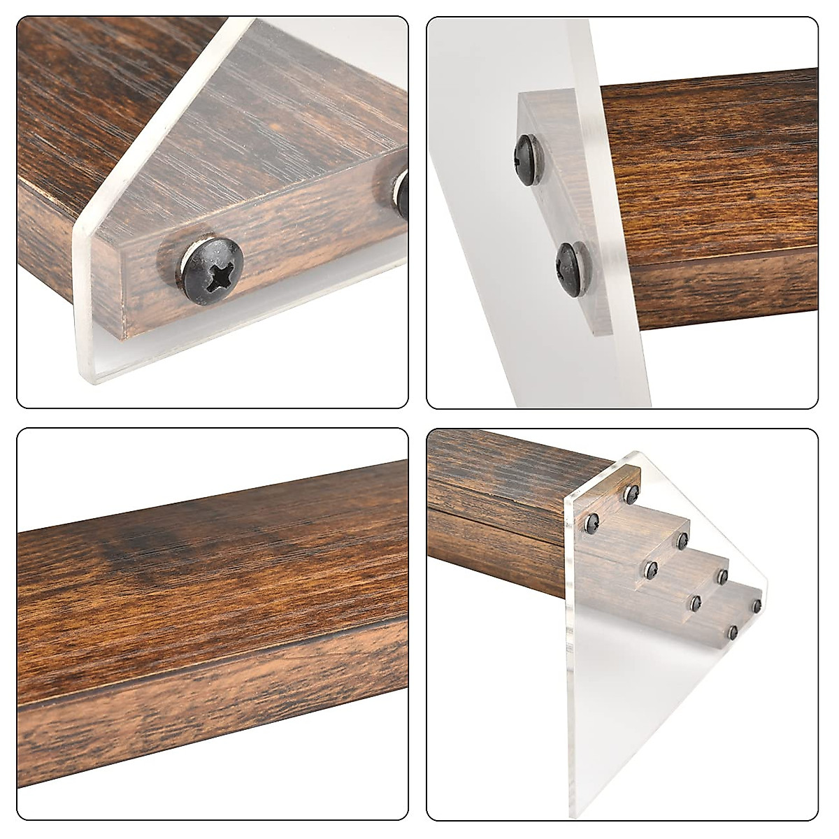 BCOZLUX Wood Display Stand, 4 Tier Clear Acrylic Display Shelf Riser Organizer for Vendors, Pop Figures, Cupcakes, Collectibles Storage, Rustic Brown and Black