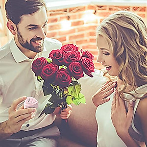 WantGor Velvet Ring Box, Double Jewelry Ring Gift Box Vintage Ring Display Holder Engagement Wedding Box with Detachable Lid (Pink)