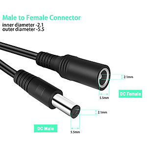 2-Pack 13FT DC Power Extension Cable 5.5mm x 2.1mm 12V DC Extension Cord Security Camera Wire Male to Female for CCTV Indoor Camera,Standalone LED Strip,DC Power Supply Adapter Extender Cable