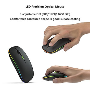 7 Color Backlit Bluetooth Keyboard and Mouse Combo for iPad 10th 9th iPad Pro Mini Air iPhone, iPadOS 13 or Later, Slim Rechargeable Android Tablet Phone Wireless Keyboard Mouse Combo Portable (Black)