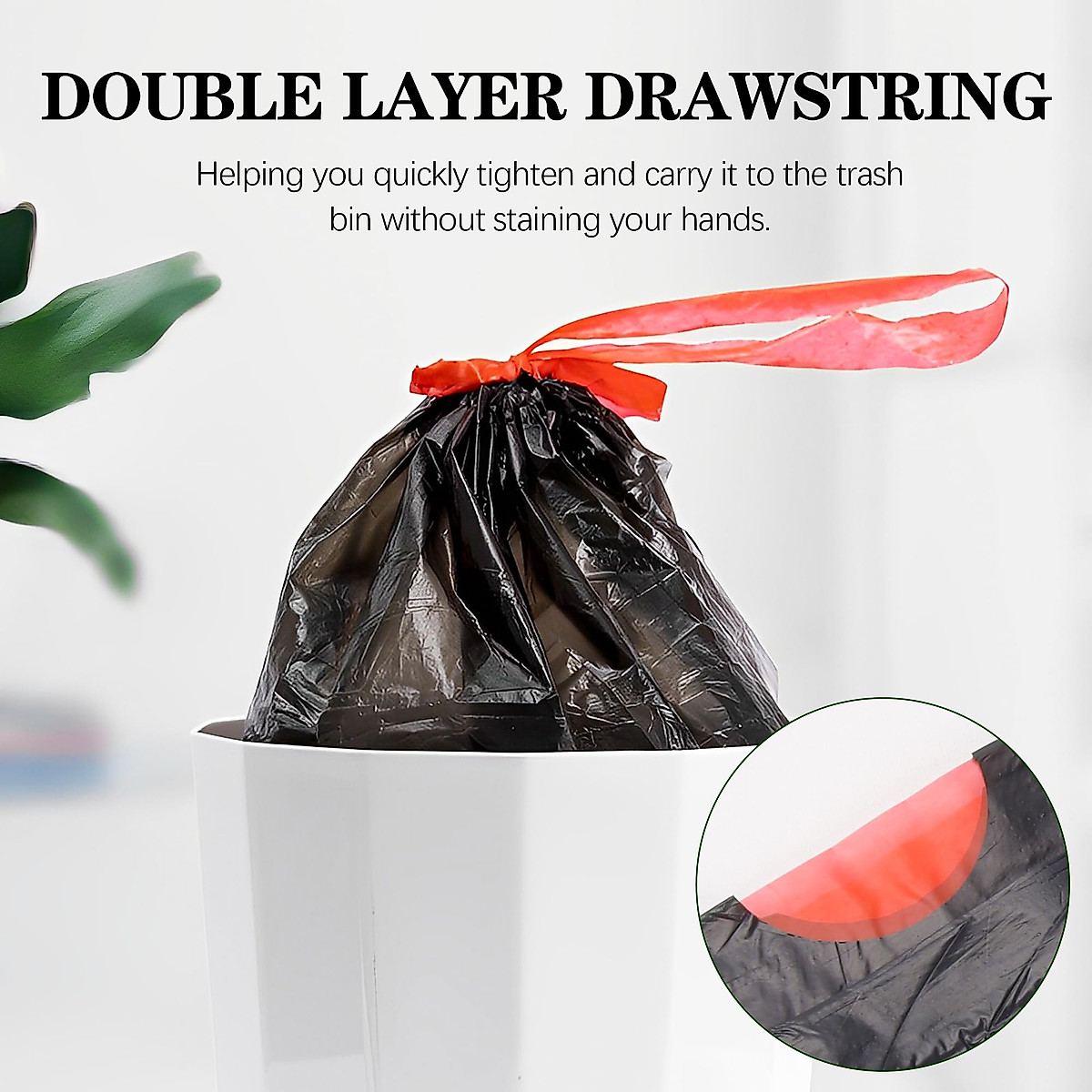 8 Gallon Trash Bags 120 Count Black Drawstring Trash Bags Thick Garbage Bags for Office Kitchen Home Plastic Trash Bags 22.06'' x 25.61'' (Black, 8)